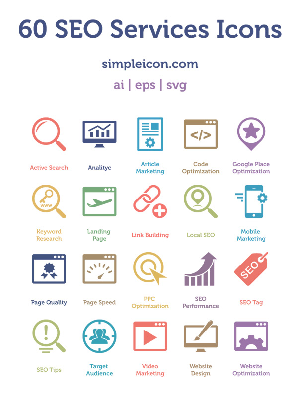 60 SEO Services Icons - iDevie