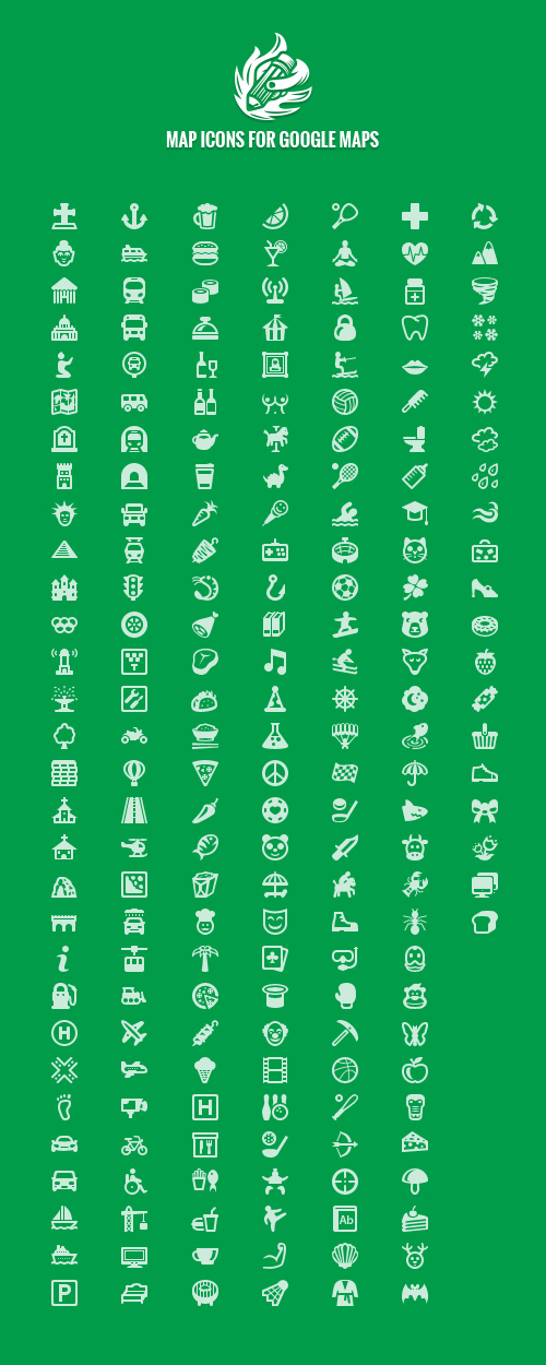Free 200 Map Icons for Google Maps in PSD Vector Shape format - iDevie