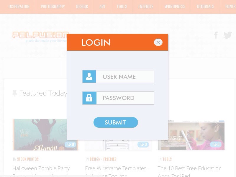 Free Popup Login Form UI PSD - iDevie Free Popup Login Form UI PSD - iDevie