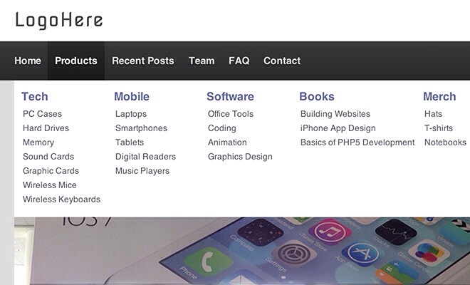 Building a Mega-Navigation Menu with CSS3 and jQuery - iDevie