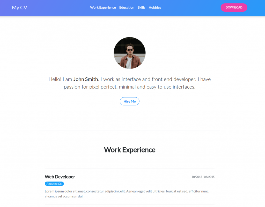 Freebie: Beautiful CV Template with Bootstrap - iDevie