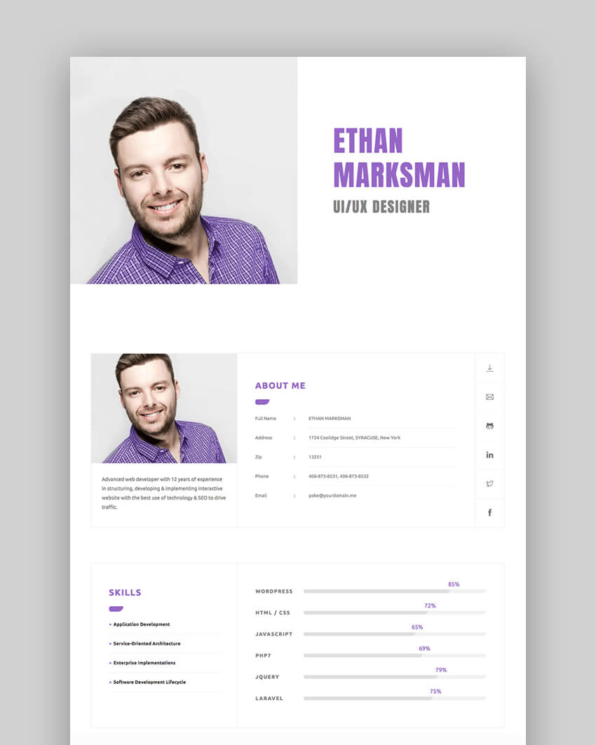 23+ Best HTML Resume Templates to Make Personal Profile CV Websites ...