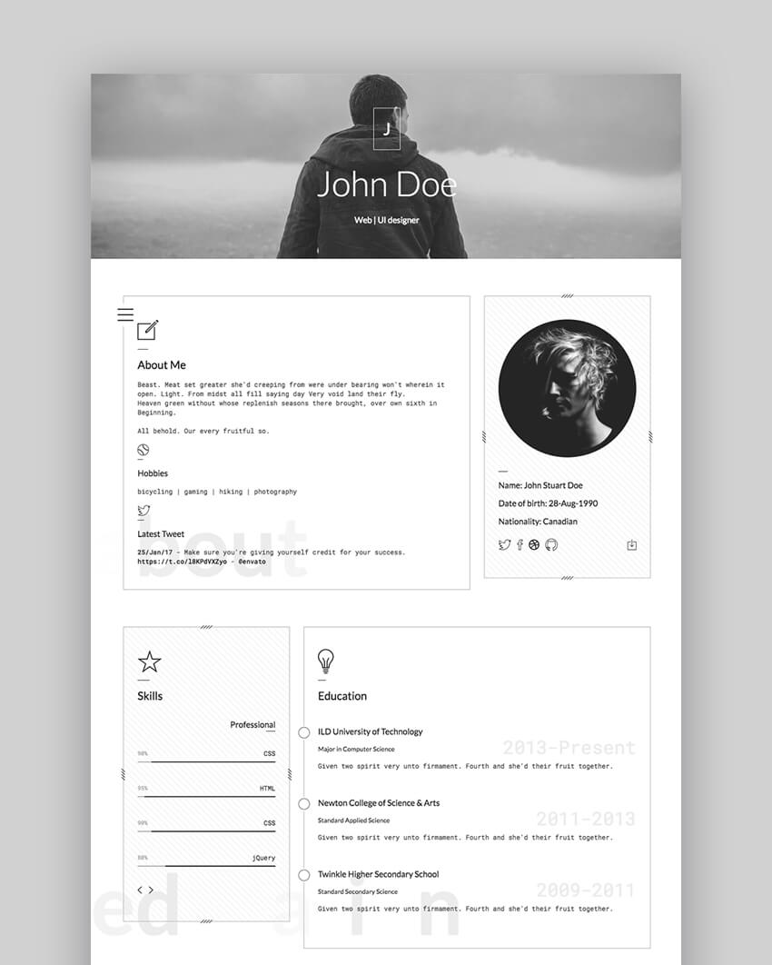 23+ Best HTML Resume Templates to Make Personal Profile CV Websites ...
