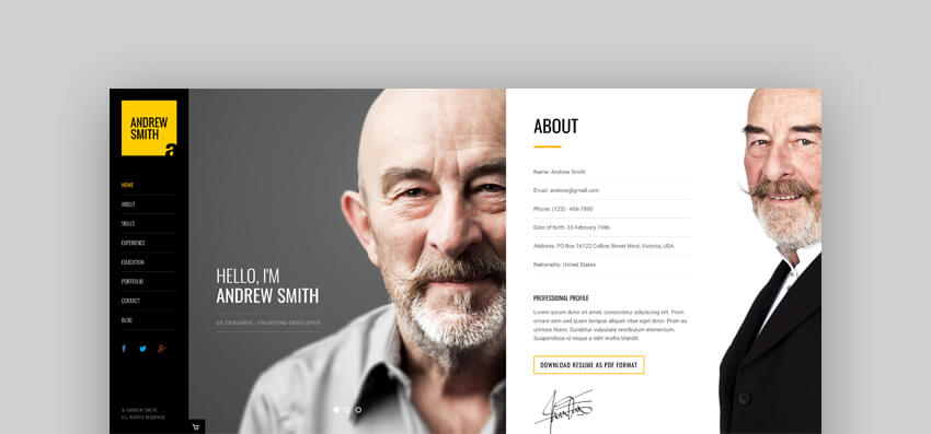 23+ Best HTML Resume Templates to Make Personal Profile CV Websites ...