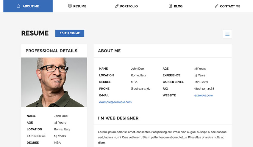 23+ Best HTML Resume Templates to Make Personal Profile CV Websites ...
